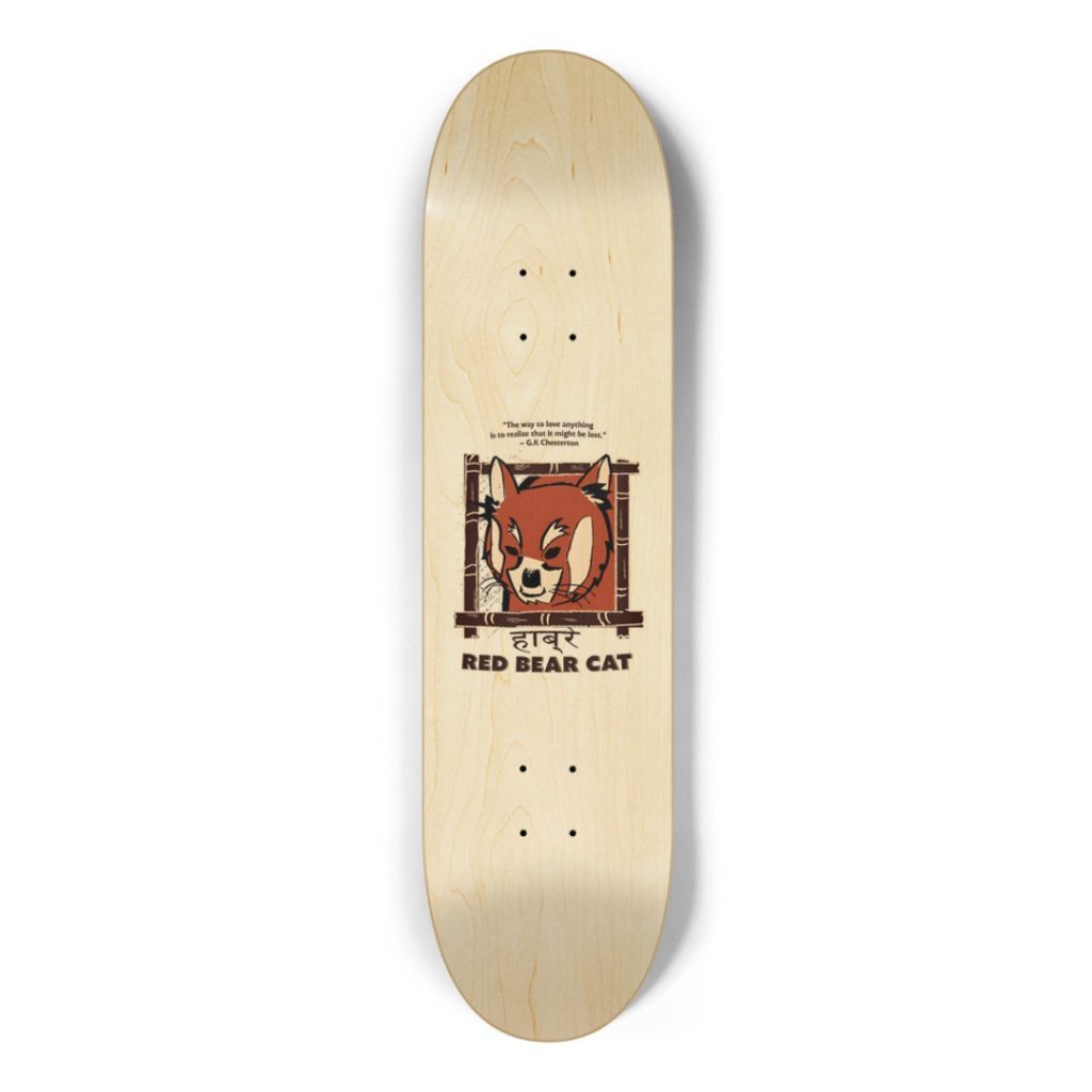 Red Bear Cat Skateboard Deck | Red Panda Skateboards
